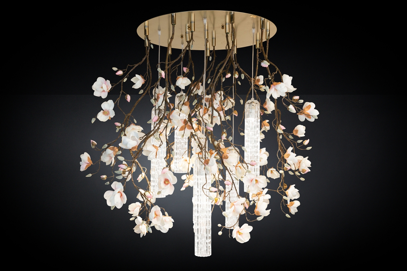 FLOWER POWER MAGNOLIA PINK CREAM | Italian LED chandeliers with faux ...