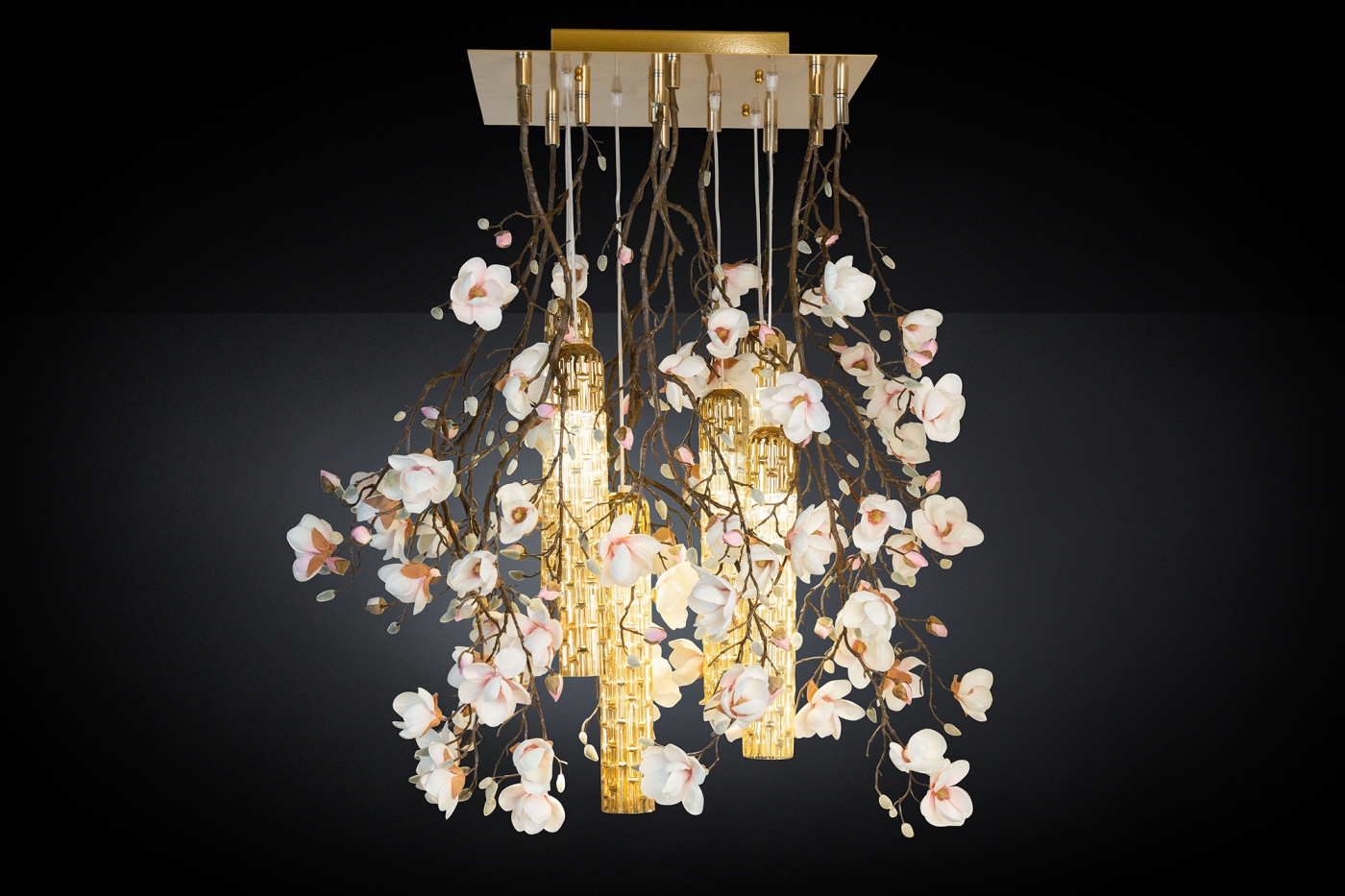 FLOWER POWER MAGNOLIA PINK CREAM | Italian LED chandeliers with faux ...