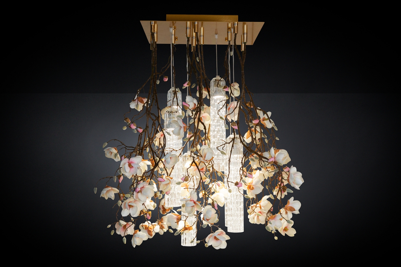 FLOWER POWER MAGNOLIA PINK CREAM | Italian LED chandeliers with faux ...