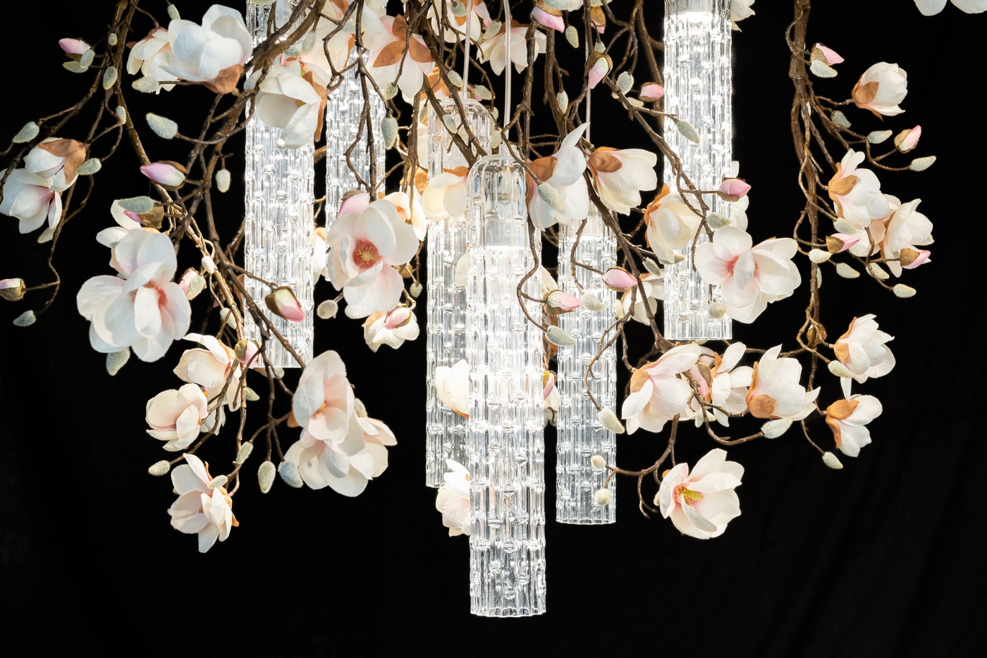 FLOWER POWER MAGNOLIA PINK CREAM | Italian LED chandeliers with faux ...