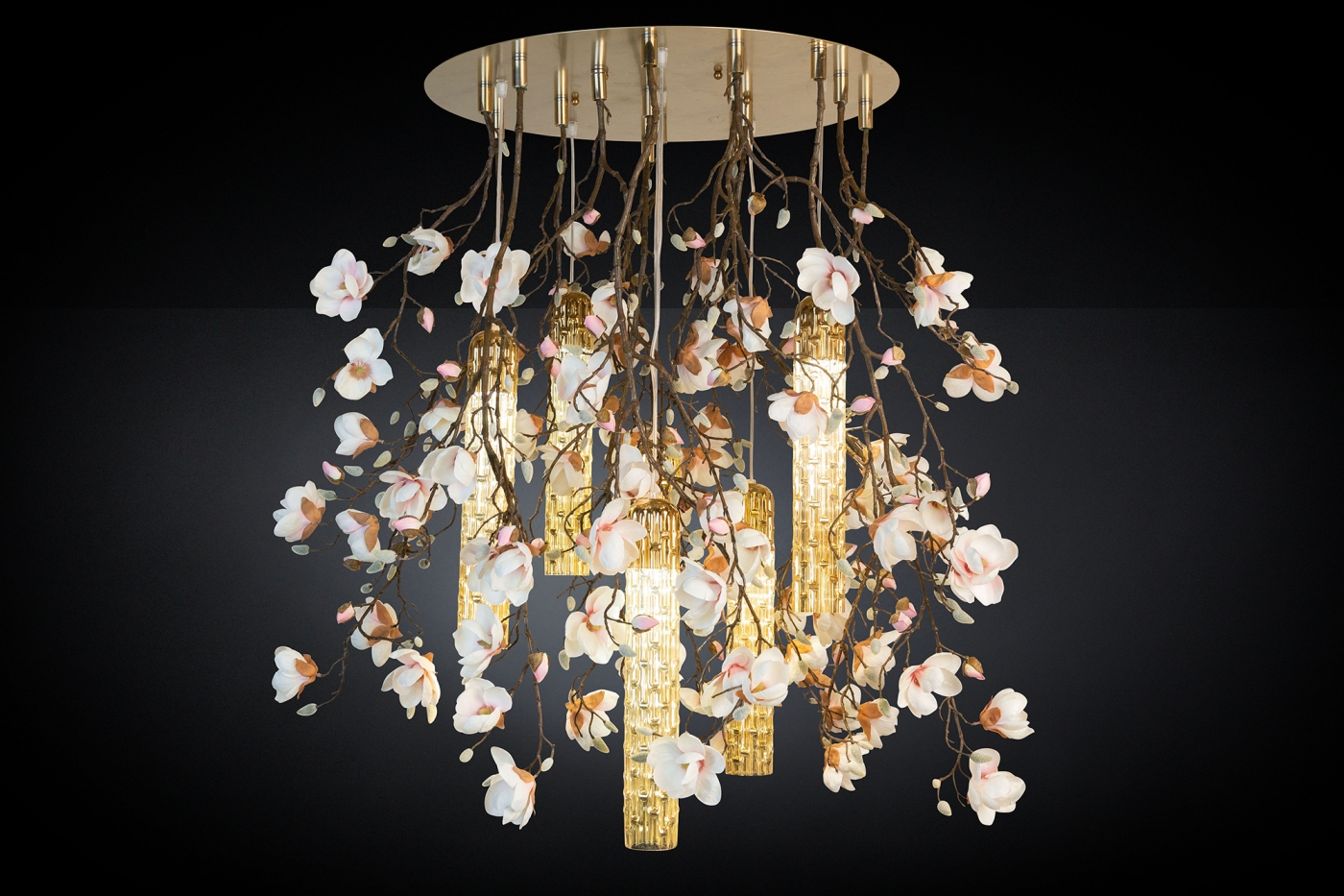 FLOWER POWER MAGNOLIA PINK CREAM | Italian LED chandeliers with faux ...